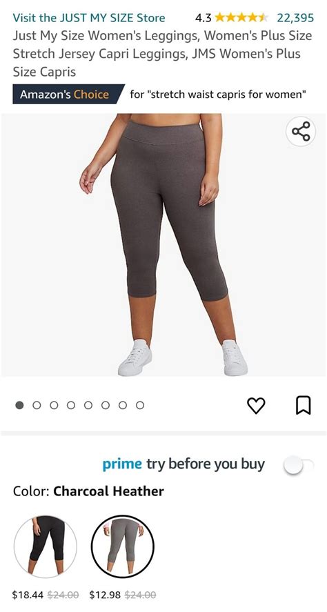 Just My Size Womens Leggings Womens Plus Size Stretch Jersey Capri