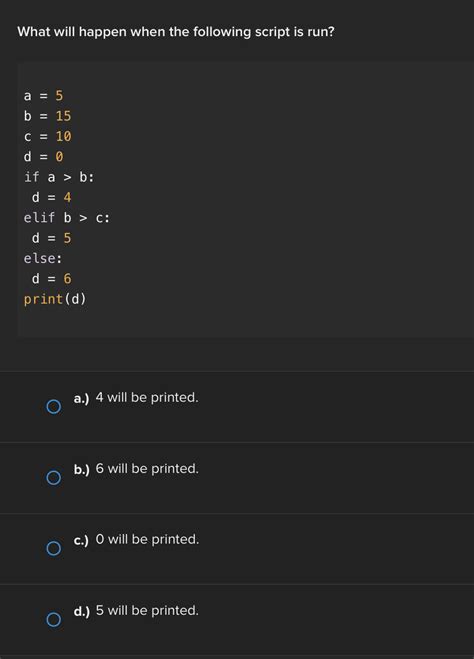 Solved What Will Happen When The Following Script Is Run Chegg