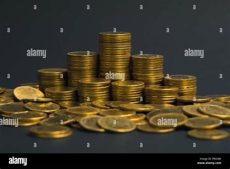 Savings Increasing Columns Of Coins Piles Of Coins Arranged As A