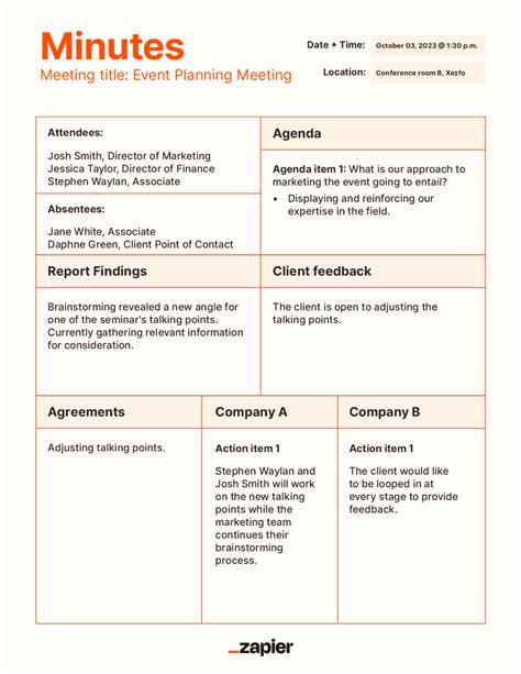 Meeting Minutes Template With Action Items Meeting Notes Template
