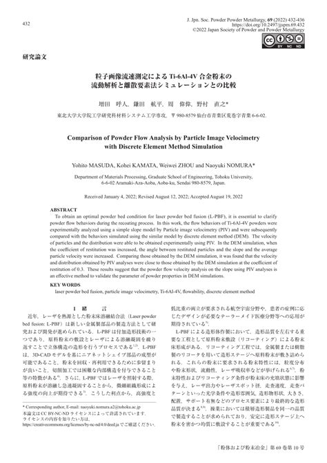 Pdf Comparison Of Powder Flow Analysis By Particle Image Velocimetry With Discrete Element