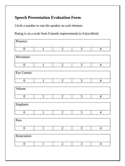 Speech Evaluation Form V5 Pdf