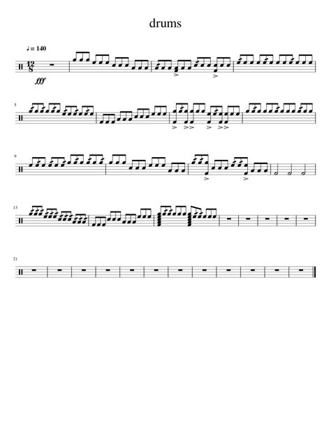 Drums Sheet Music For Bass Drum Solo Download And Print In Pdf Or