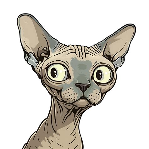 Cute Cartoon Style Sphynx Cat Logo Illustration No Background