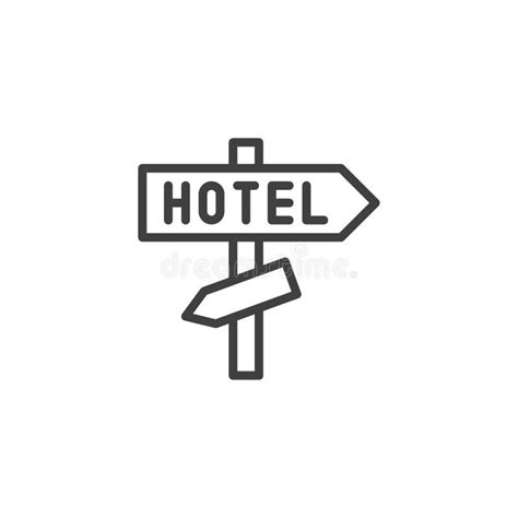 Hotel Signpost Line Icon Stock Vector Illustration Of Editable 198122831
