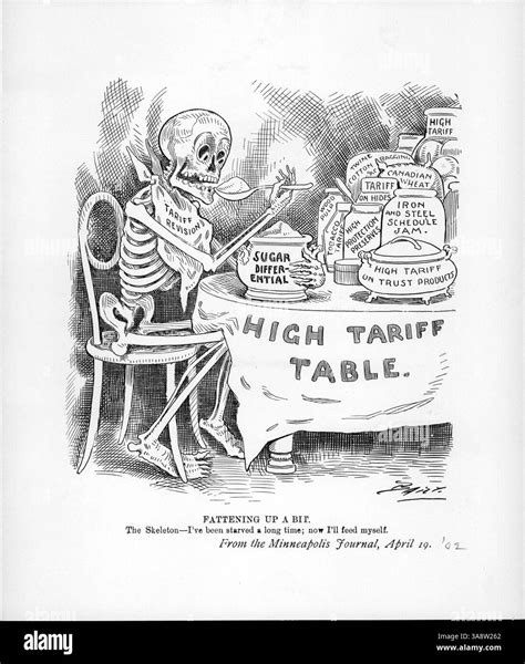 This Political Cartoon Depicts The Skeleton Of Tariff Revisions Feeding