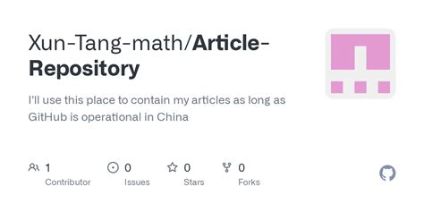 Github Xun Tang Matharticle Repository Ill Use This Place To Contain My Articles As Long As