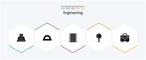 Engineering 25 Glyph Icon Pack Including Construction Building Tech