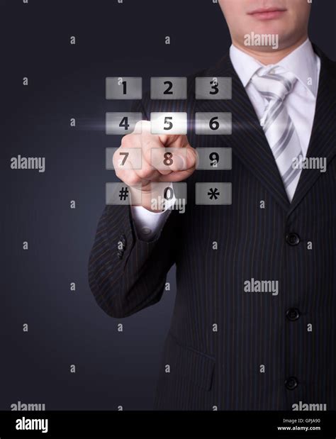 Man Pressing Digital Buttons Stock Photo Alamy
