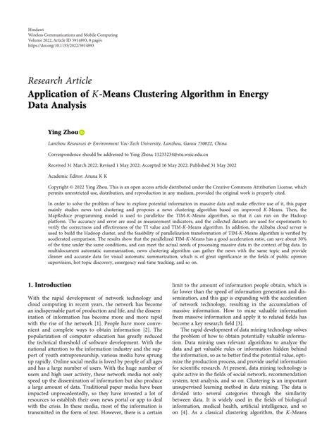 Pdf Application Of K Means Clustering Algorithm In Energy Data Analysis
