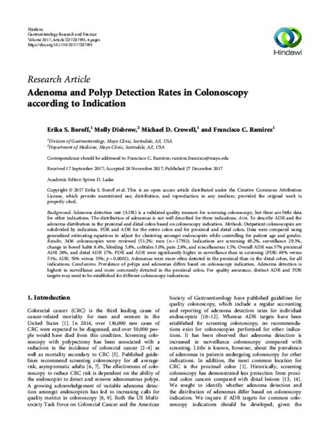 Pdf Adenoma And Polyp Detection Rates In Colonoscopy According To
