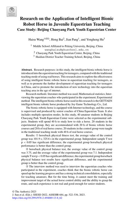 (PDF) Research on the Application of Intelligent Bionic Robot Horse in Juvenile Equestrian ...