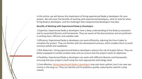ppt the importance of hiring experienced node js developers for your