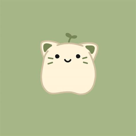 Matcha Cat Mint Green Aesthetic Cute Drawings Cute Wallpapers
