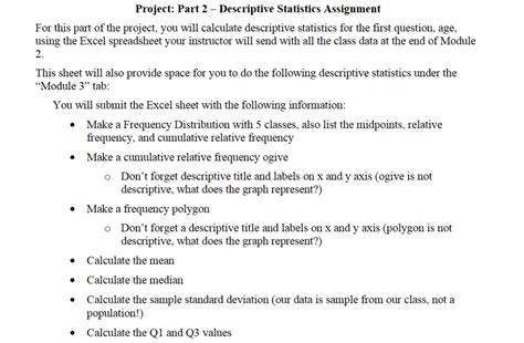 Solved Project Part 2 Descriptive Statistics Assignment