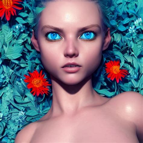 Upper Body Shot Beautiful Woman Pretty Face Perfect Naked Br Arthub Ai