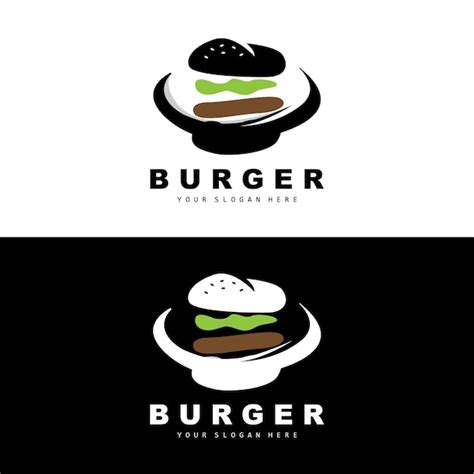 버거 로고 패스트 푸드 디자인 빵과 야채 벡터 패스트 푸드 레스토랑 브랜드 아이콘 그림 프리미엄 벡터