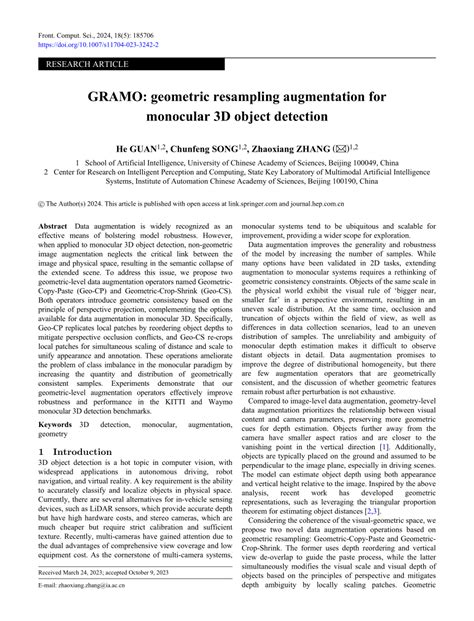 Pdf Gramo Geometric Resampling Augmentation For Monocular 3d Object Detection