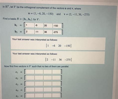 Solved In R Let V Be The Orthogonal Complement Of The