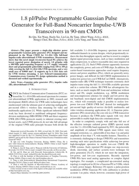 18 Pj Pulse Programmable Gaussian Pulse Generator For Full Band
