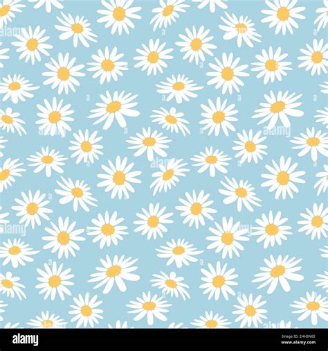 White Daisies On Blue Background Print Floral Daisy Seamless Pattern Vector Stock Vector Image
