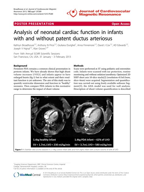 Pdf Analysis Of Neonatal Cardiac Function In Infants With And Without