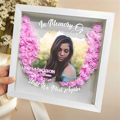 Personalized Memorial Flower Shadow Box Custom Memorial Box Memorial
