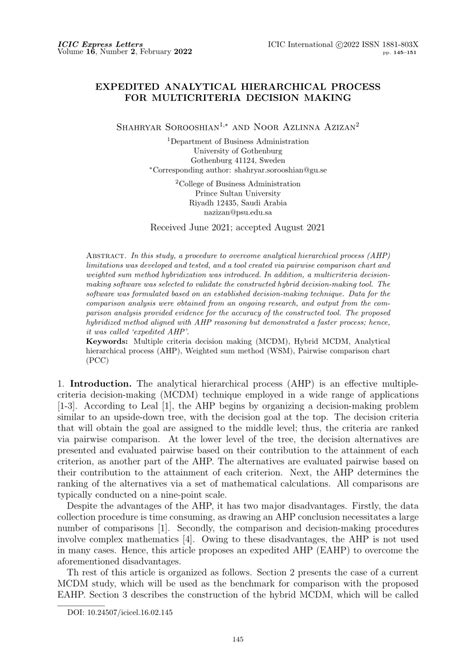 Pdf Expedited Analytical Hierarchical Process For Multicriteria Decision Making Pdf Expedited Analytical Hierarchical Process For Multicriteria Decision Making