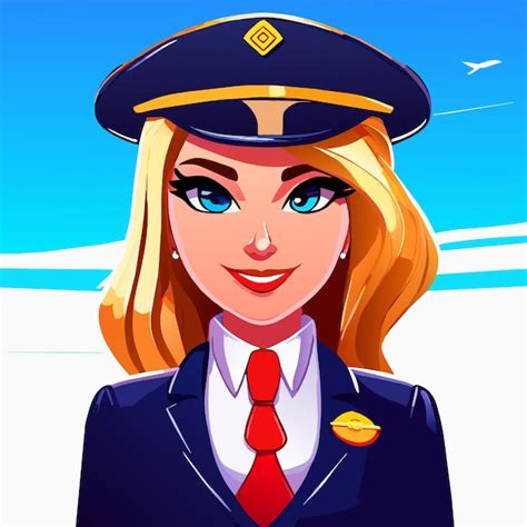 Cute Air Hostess Hand Drawn Flat Stylish Cartoon Sticker Icon Concept Isolated Illustration