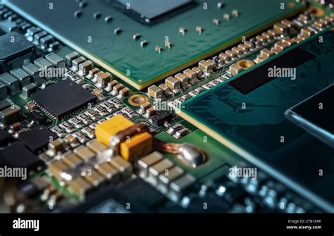 Modern Electronic Circuit Board With Processor Integrated Circuits And