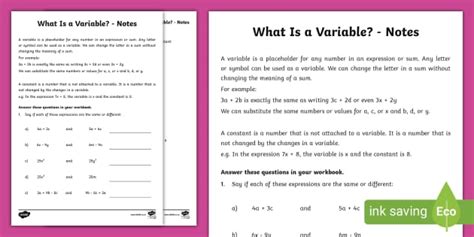 senior phase maths term 1 what is a variable notes caps aligned