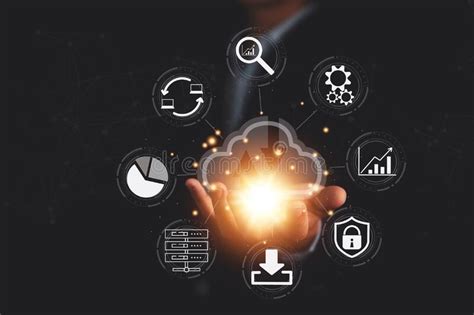 Businessman S Hands Showing A Diagram Of Cloud Computing Information Technology Icon Concept Of