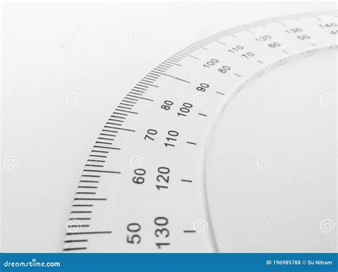 Close Up Of Protractor For Measuring Degrees Isolated On White Background Math Instrument For