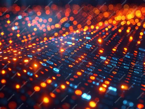 Premium Photo Abstract Digital Landscape With Binary Code And Glowing