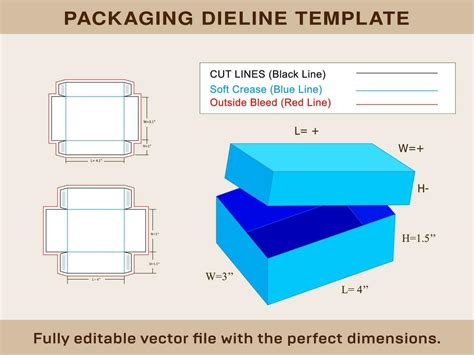 Shoe Box Rectangle Box Packaging Box Dieline Template Vector File And 3d Box 36892286 Vector