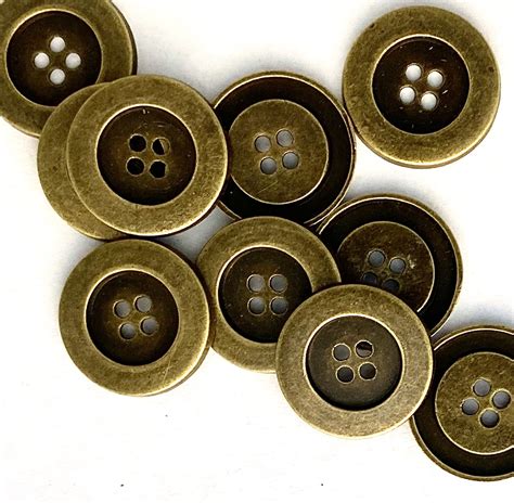 Mm Antique Bronze Metal Button Holes Mm Etsy