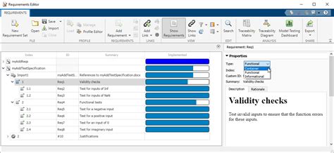 Track Requirements Implementation Progress MATLAB Simulink