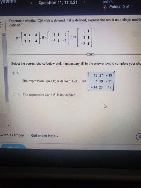 [uni Precalc Matrices] How Is The Correct Answer A 3x3 Matrix And