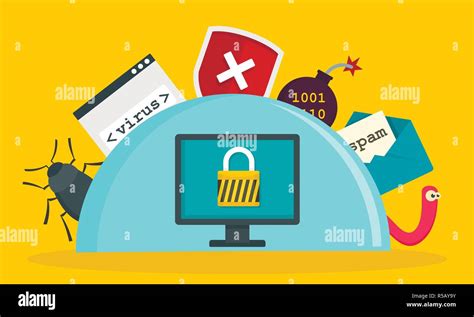 Secured Computer Concept Background Flat Illustration Of Secured Computer Vector Concept