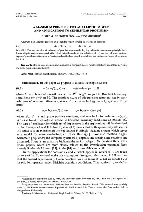 Pdf A Maximum Principle For An Elliptic System And Applications To Semilinear Problems