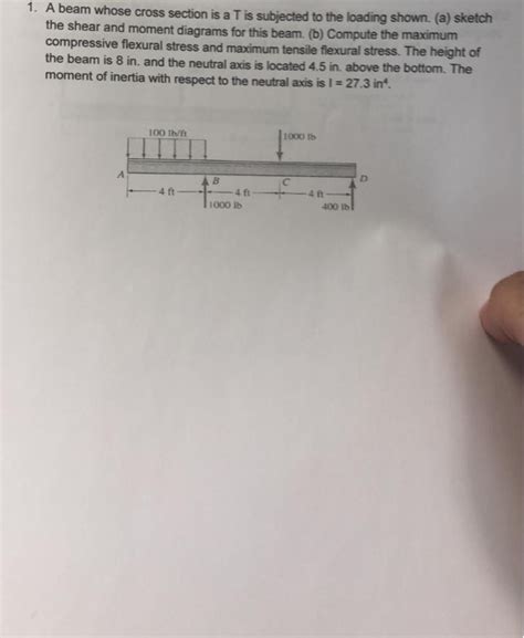 solved 1 a beam whose cross section is a tis subjected to