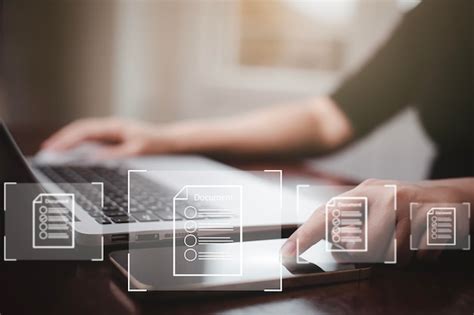 Premium Photo Hand Using Laptop And Touch Folder Of Document
