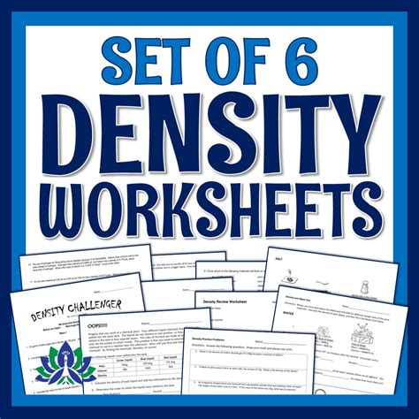 Set Of 6 Density Worksheets Flying Colors Science
