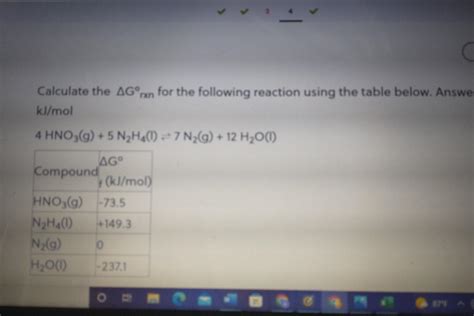 Solved Calculate the ΔG non for the following reaction Chegg