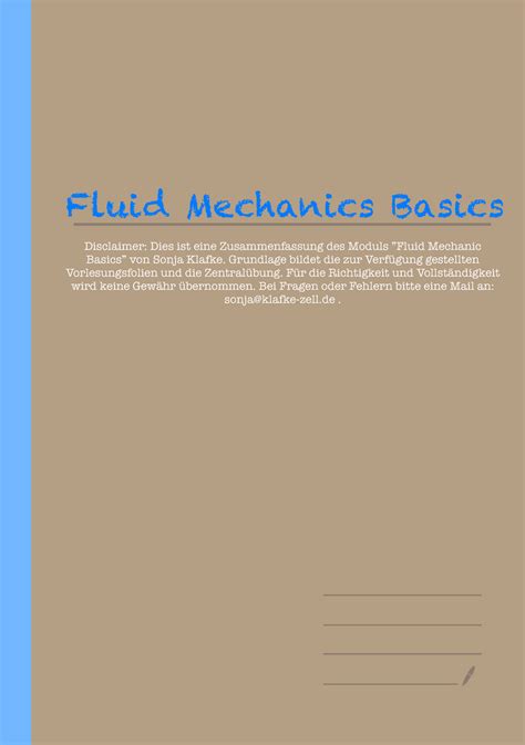 fluid basics part 2 disclaimer dies ist eine zusammenfassung des