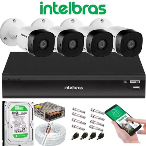 Kit 4 Camera De Segurança Full Hd 1080p 1220b Intelbras Dvr Inteligente