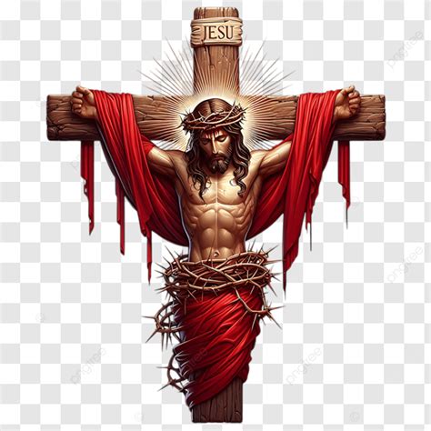 붉은 천으로 십자가에 달리신 예수님의 상세한 이미지 상세 이미지 십자가에 못 박힌 예수 붉은 천 Png 일러스트 및 이미지
