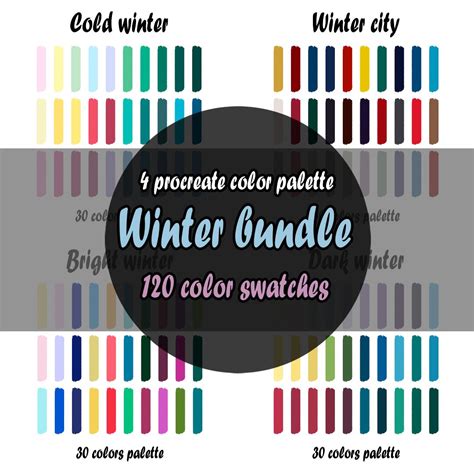 Winter Bundle Procreate Color Palette Procreate Swatches Inspire Uplift Color Palette