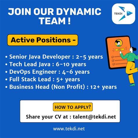 Tekdi Technologies On Linkedin Wearehiring Hiringnow