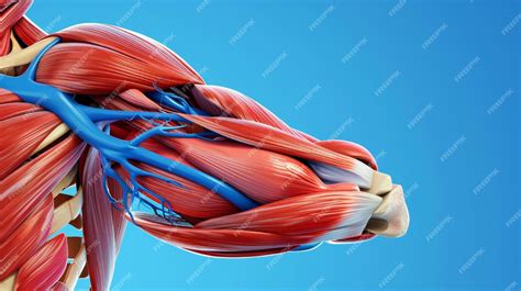 Detalhe Da Anatomia Do Ombro Músculos E Artérias Em Fundo De Estúdio